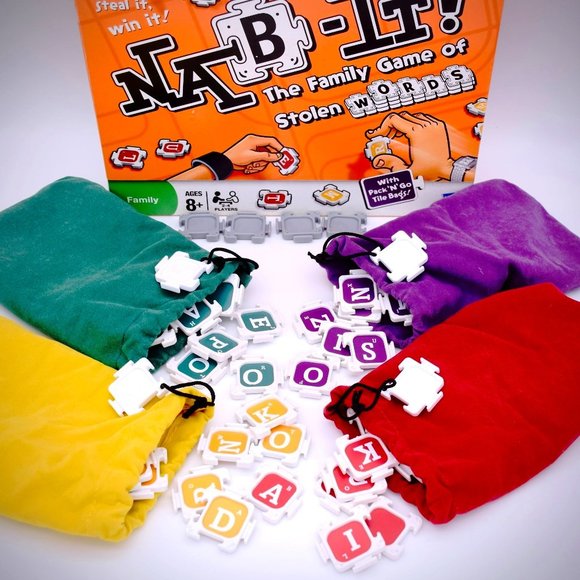 Hasbro | Toys | Nab It Family Word Game Hasbro Scrabble Stackable Tiles ...